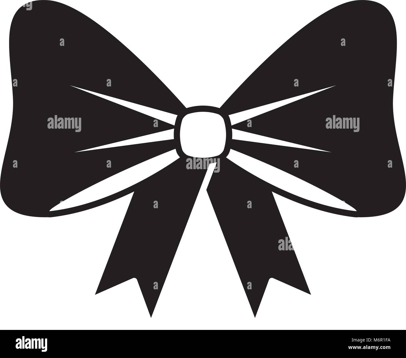 delicate bow ribbon decoration ornament vector illustration black and ...
