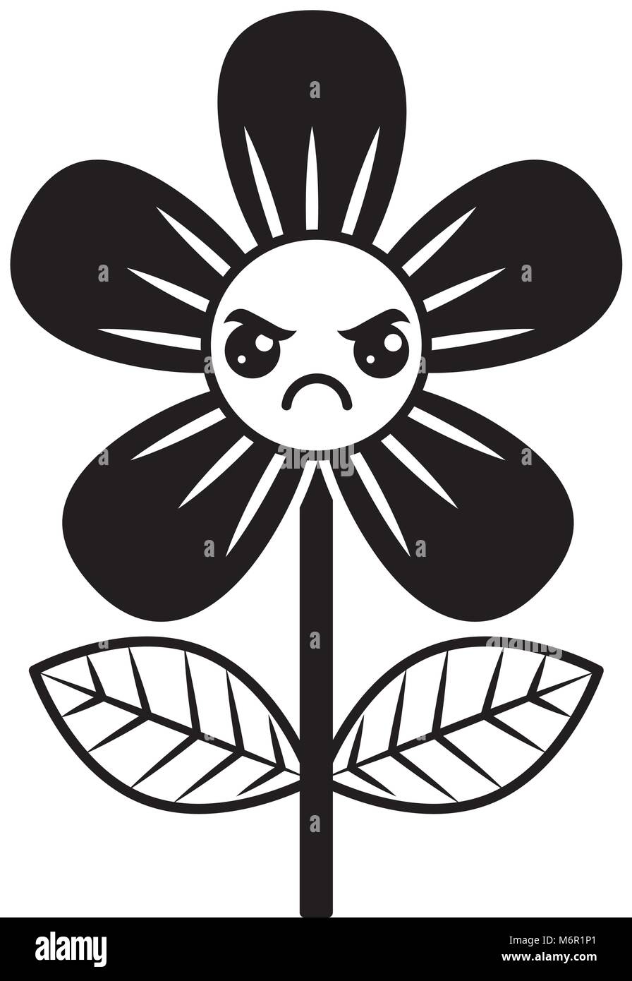 beautiful flower angry kawaii cartoon vector illustration Stock Vector ...