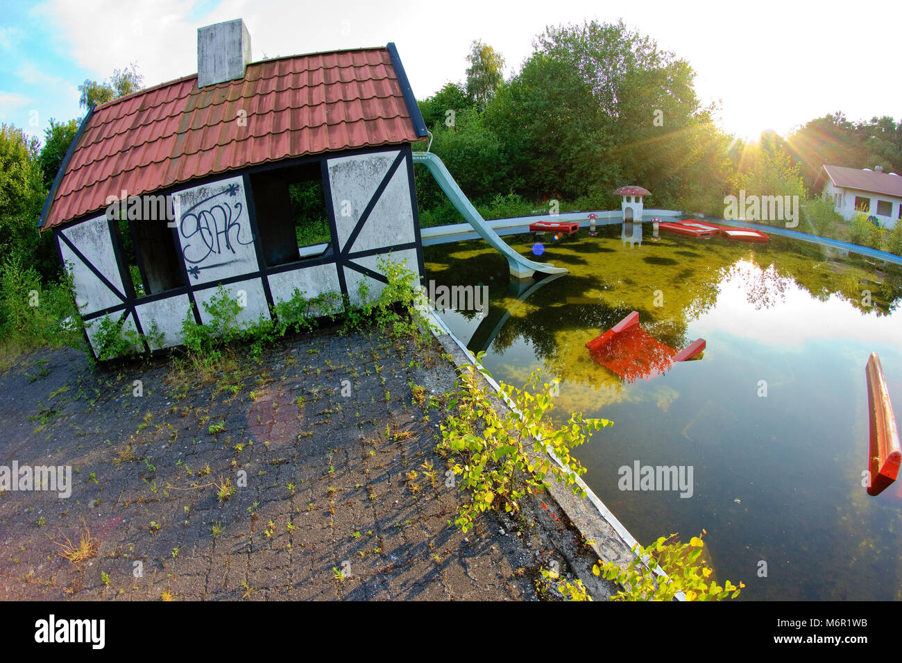 A picture from the Fun Park Fyn in Denmark. The abandoned fun park ...
