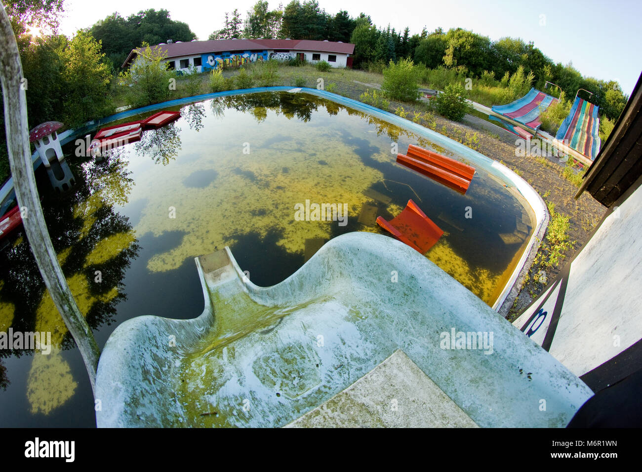 A picture from the Fun Park Fyn in Denmark. The abandoned fun park ...