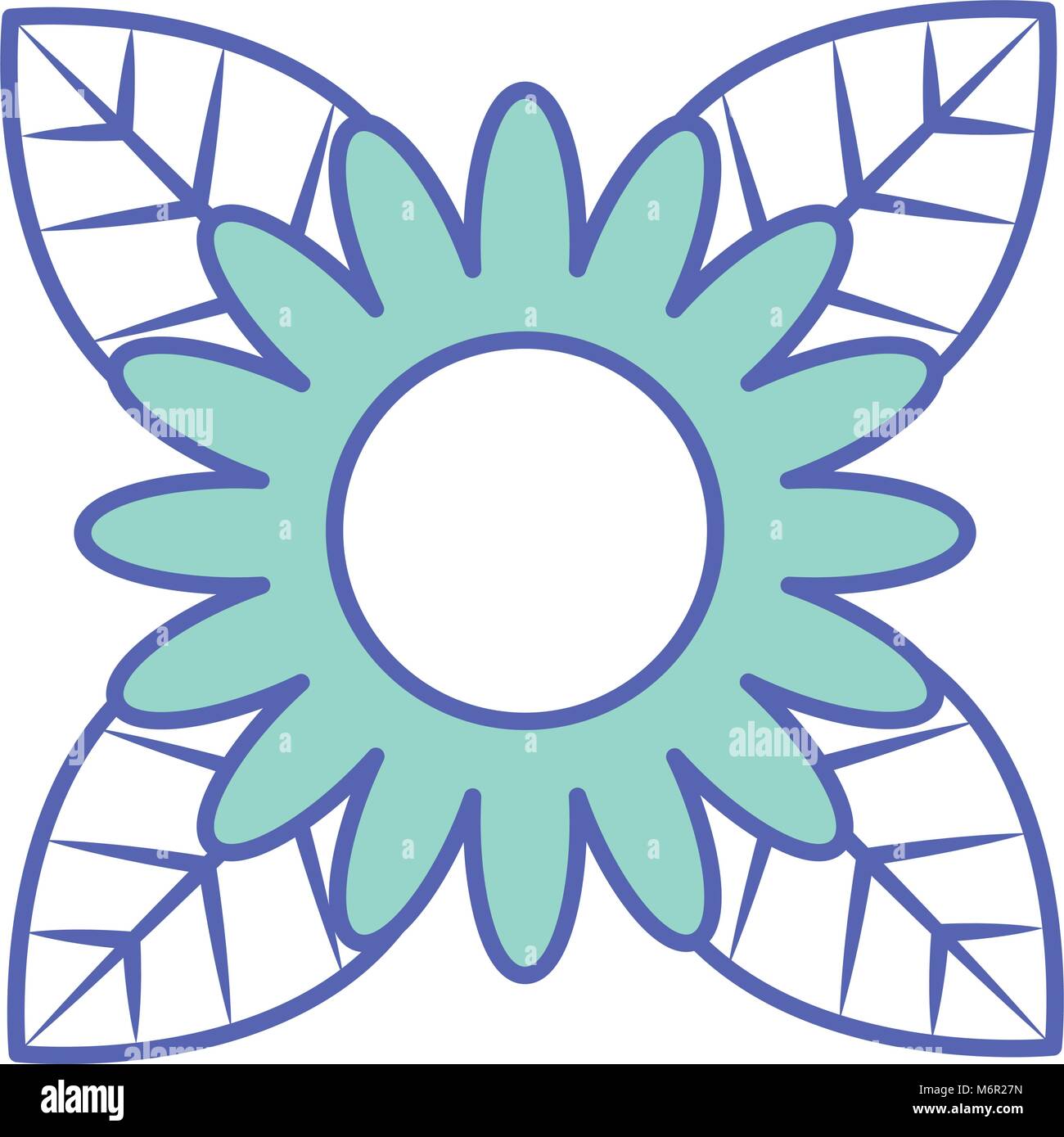 beautiful one flower on leaves decoration vector illustration green ...