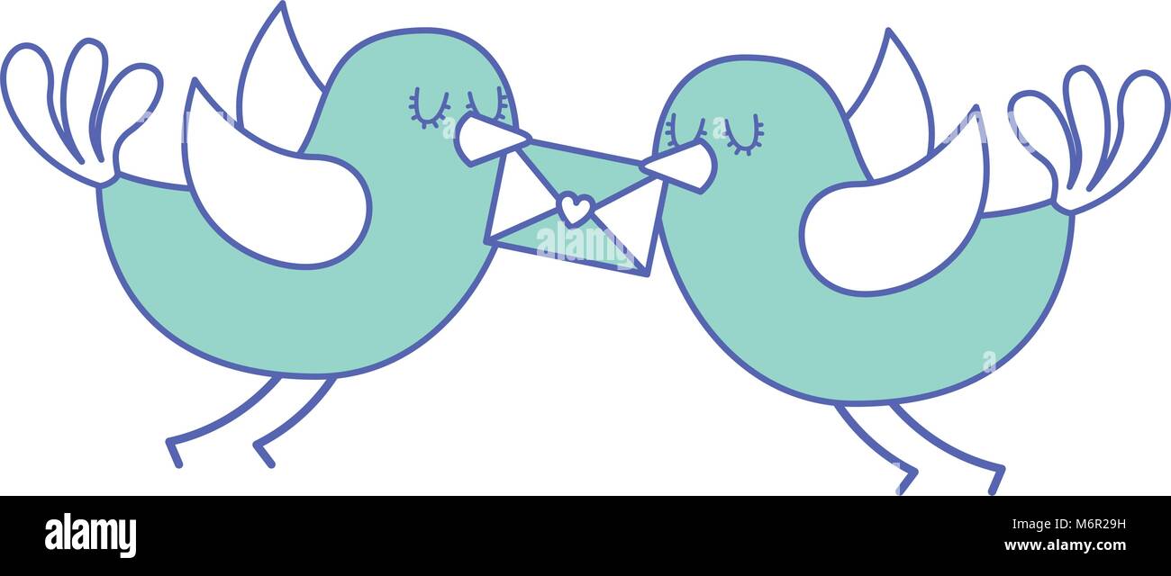 beautiful flying birds with message in beak lovely vector illustration ...