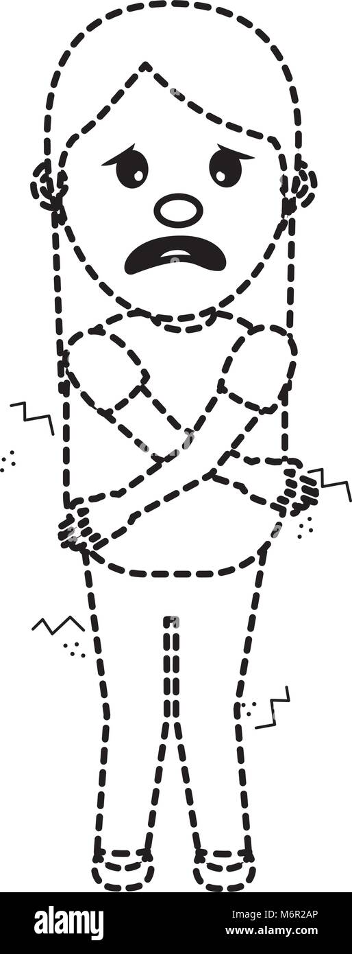 woman itch sensation for a joke vector illustration dotted line image ...