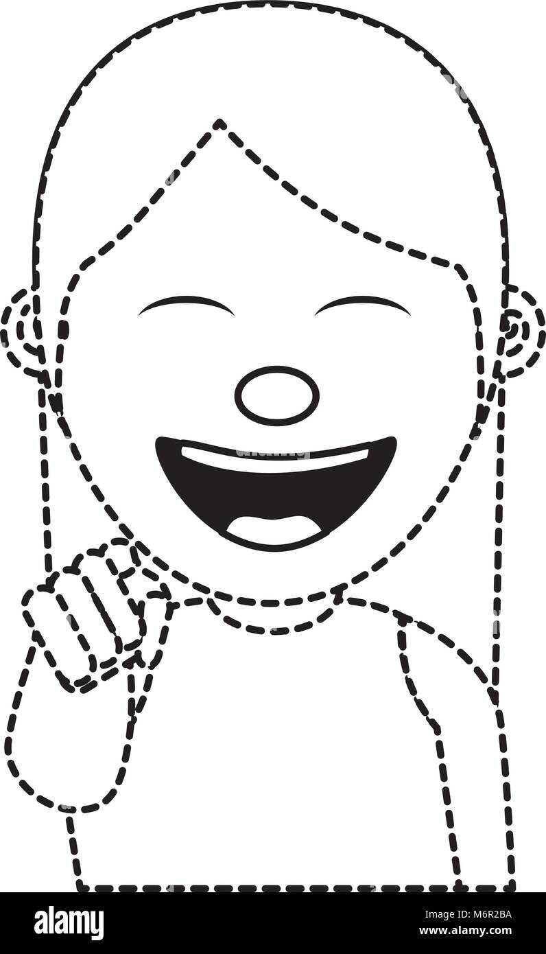portrait cartoon smiling woman pointing gesture vector illustration ...