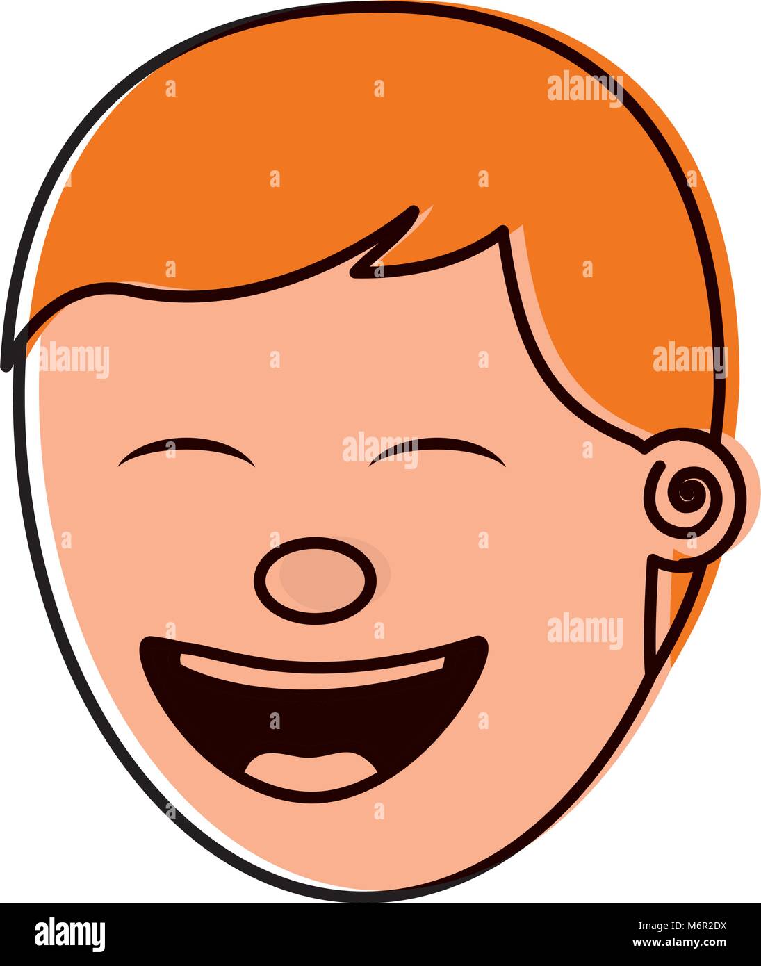 face young man smiling happy character vector illustration Stock Vector ...