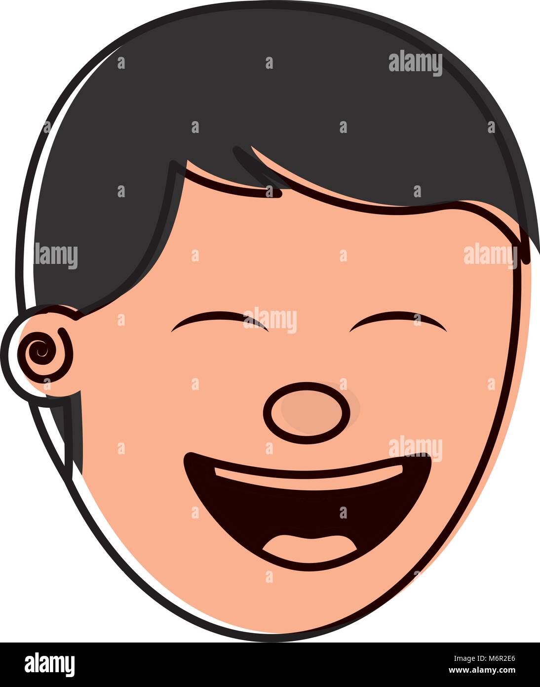 face young man smiling happy character vector illustration Stock Vector ...