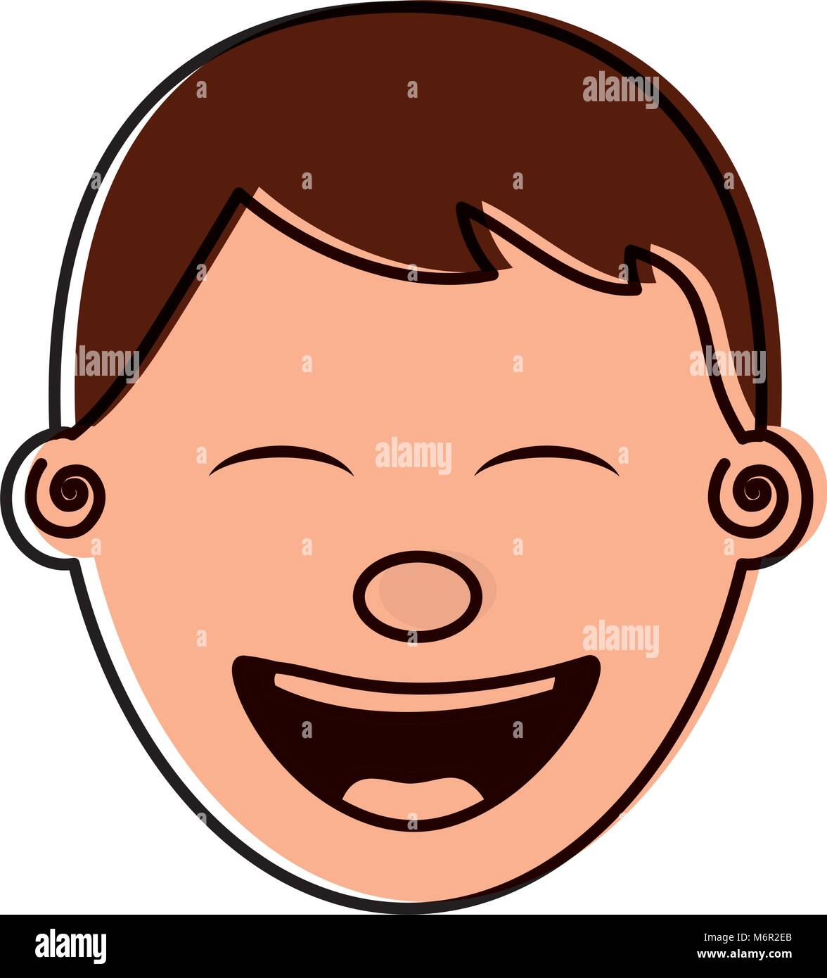 face young man smiling happy character vector illustration Stock Vector ...