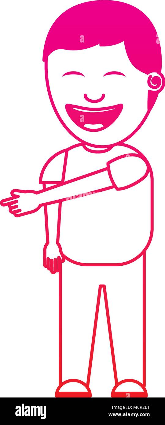 young cartoon smiling man enjoy vector illustration gradient color ...