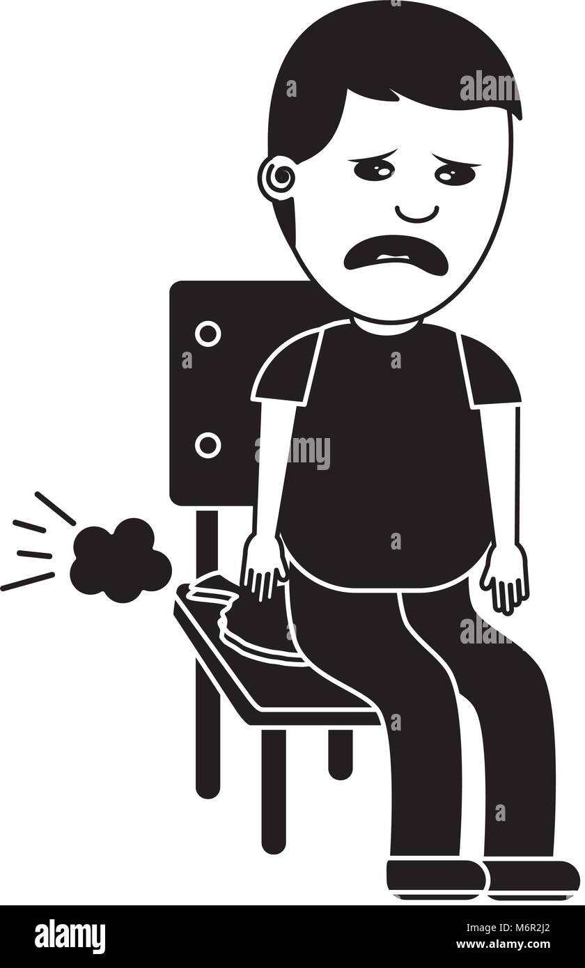 sad man sitting in chair with whoopee cushion fools day monochromatic ...