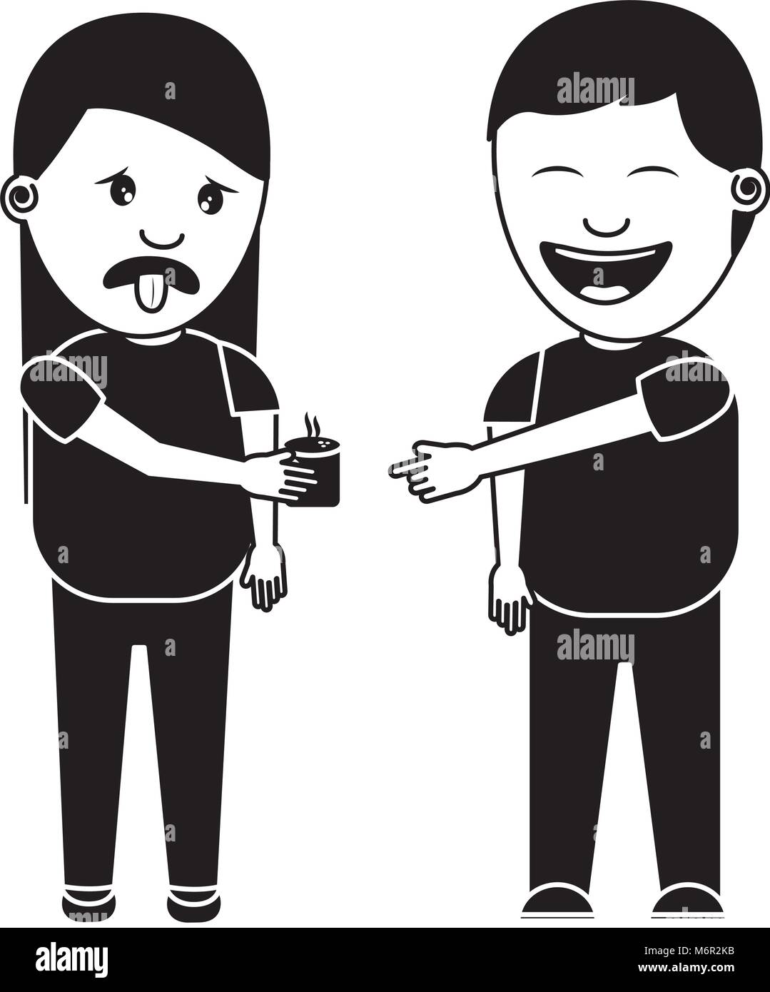 man smiling a woman prank drinking fools day vector illustration black ...