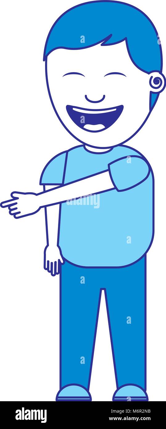 young cartoon smiling man enjoy vector illustration blue image Stock ...
