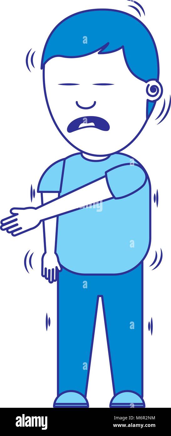 man bored by a joke discharge electric vector illustration blue image ...