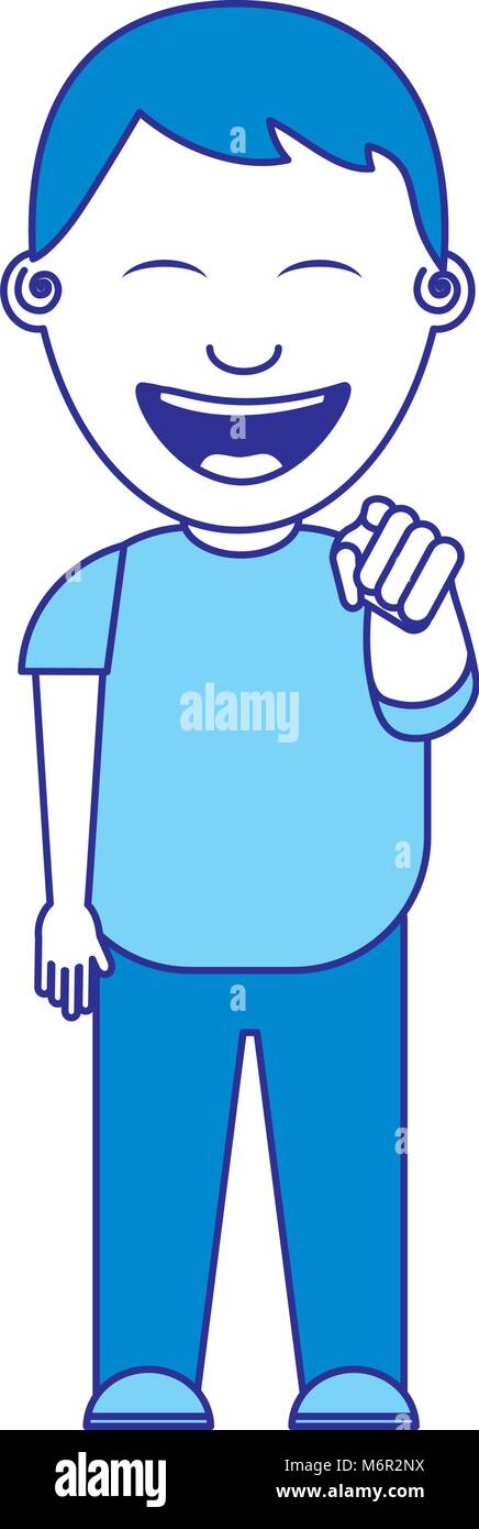 smiling boy bullying someone and pointing finger vector illustration ...