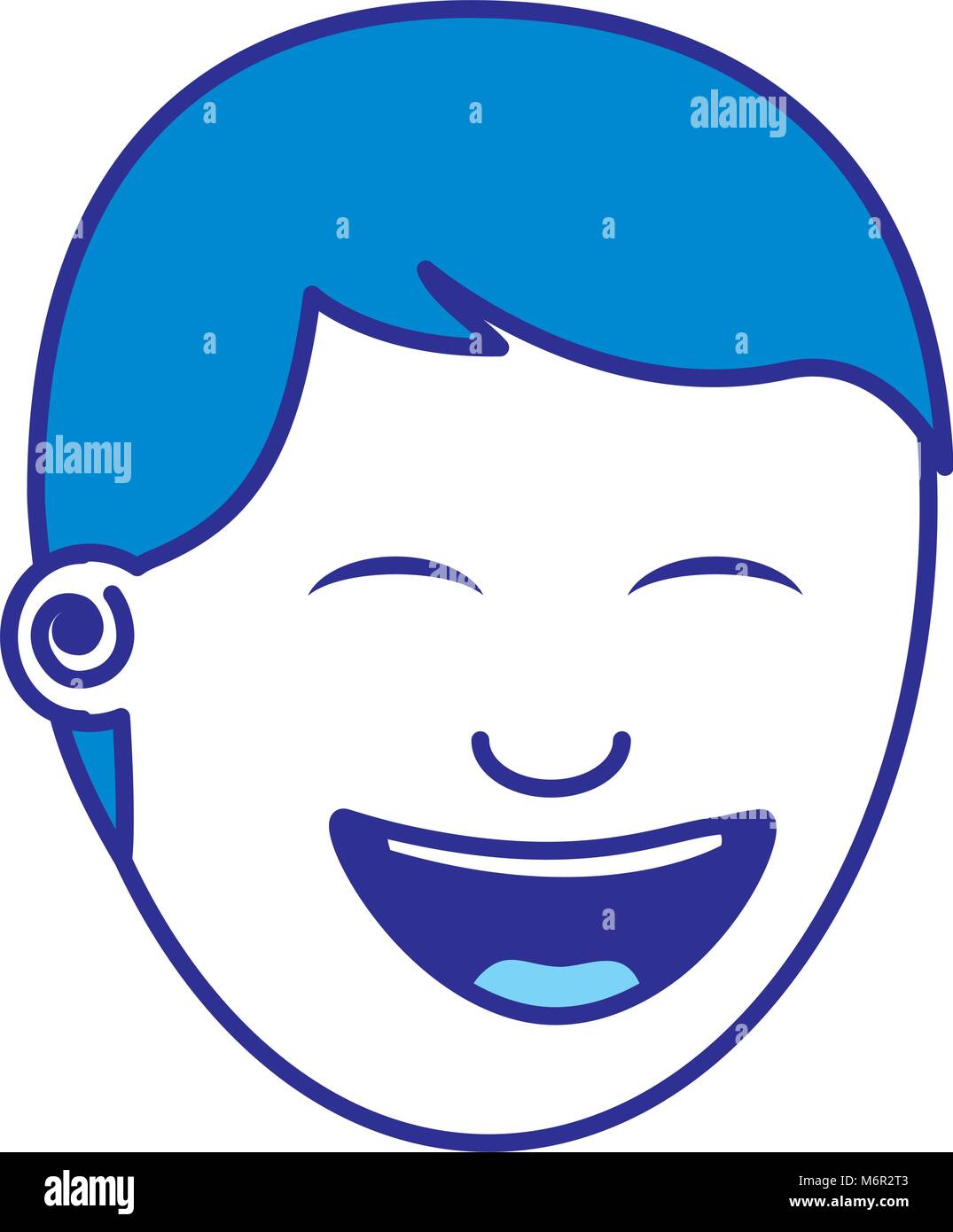 face young man smiling happy character vector illustration blue image ...