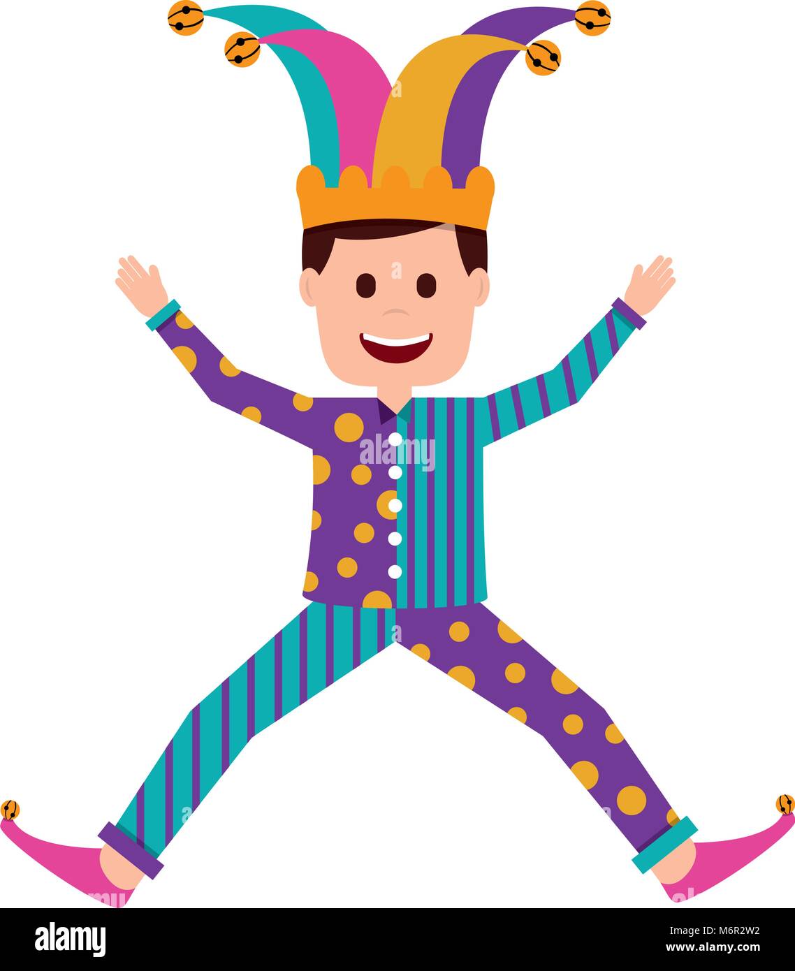 joker jumping surprise fools day character happy vector illustration ...