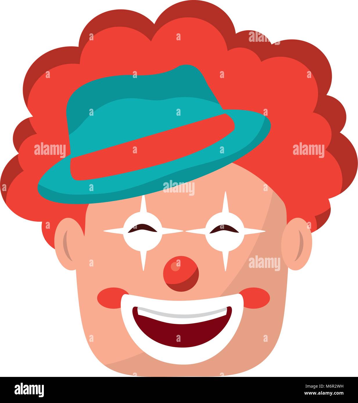 smiling clown face with hat and hair red vector illustration Stock ...