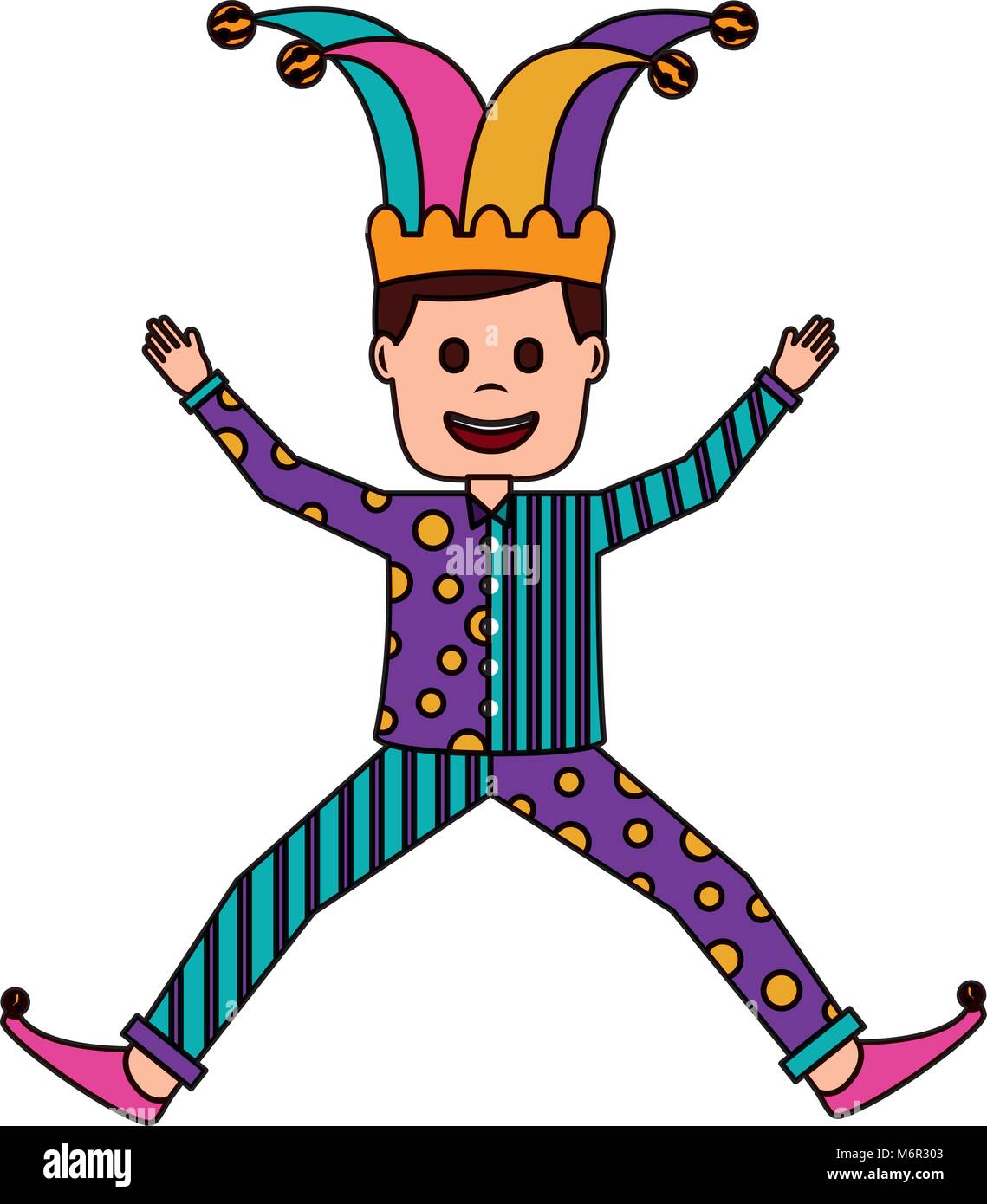 joker jumping surprise fools day character happy vector illustration ...