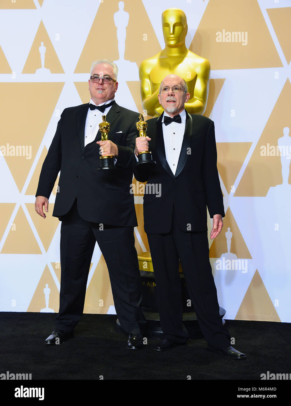 Alex Gibson (L), and Richard King, winners of the award for Best Sound ...