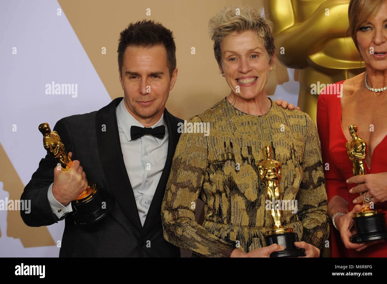 Sam Rockwell (l-r), Frances McDormand and Allison Janney pose in the ...