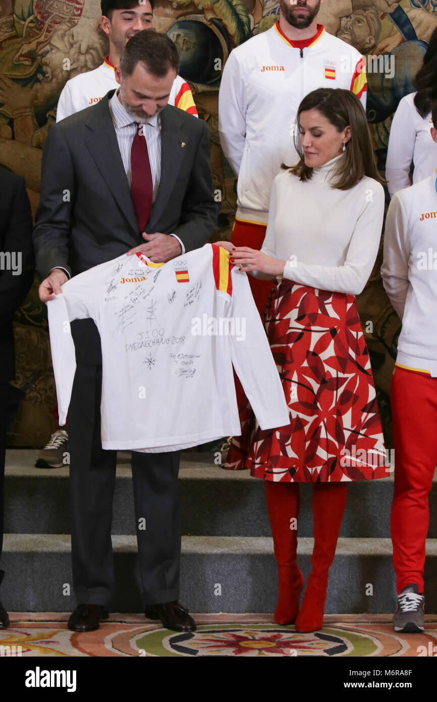 Madrid, Spain. 6th March, 2018. Spanish Kings Felipe VI and Letizia ...