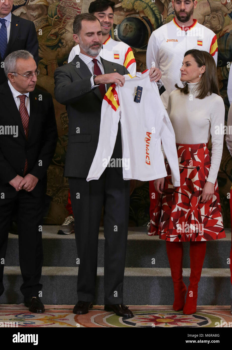 Madrid, Spain. 6th March, 2018. Spanish Kings Felipe VI and Letizia ...