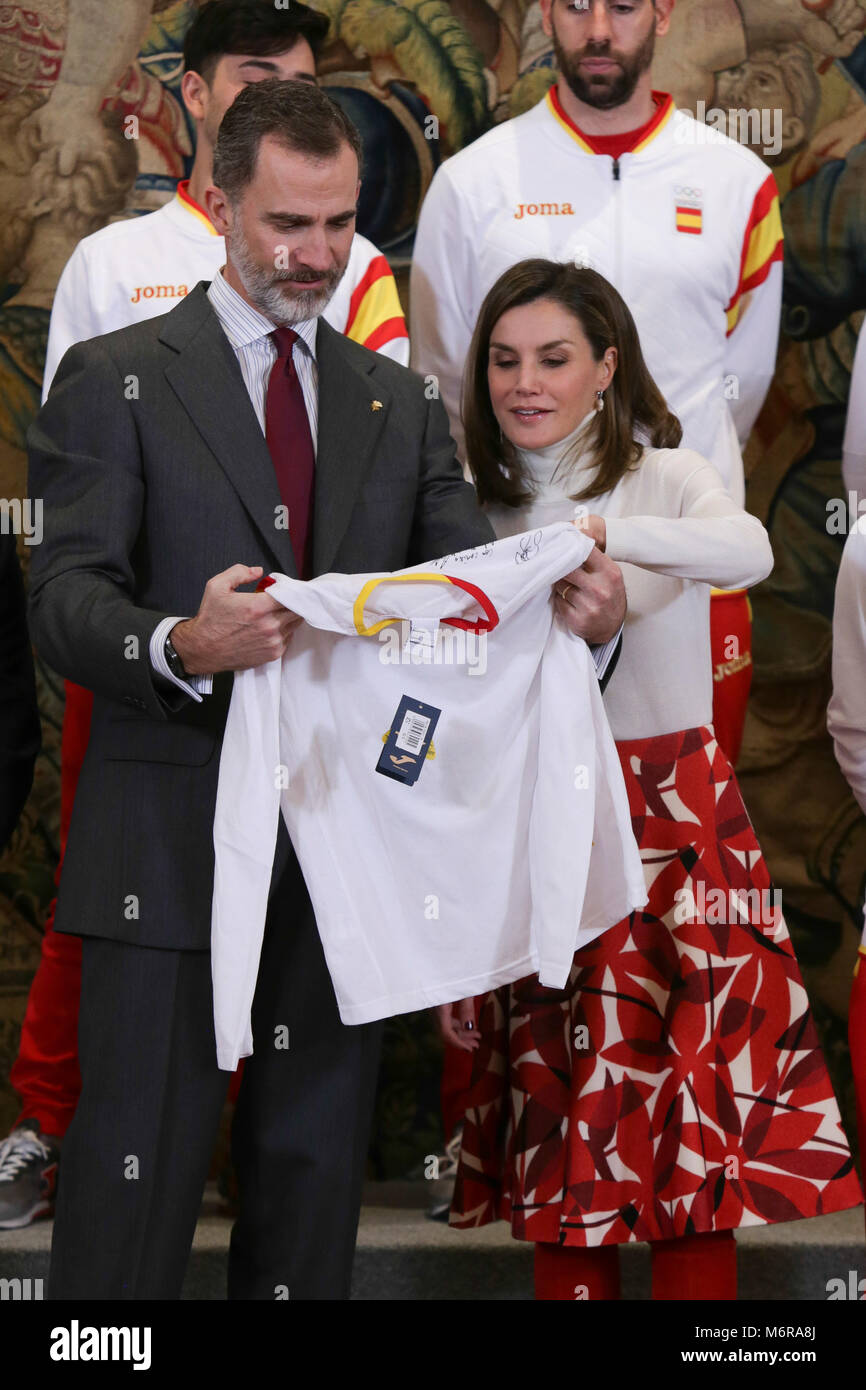 Madrid, Spain. 6th March, 2018. Spanish Kings Felipe VI and Letizia ...