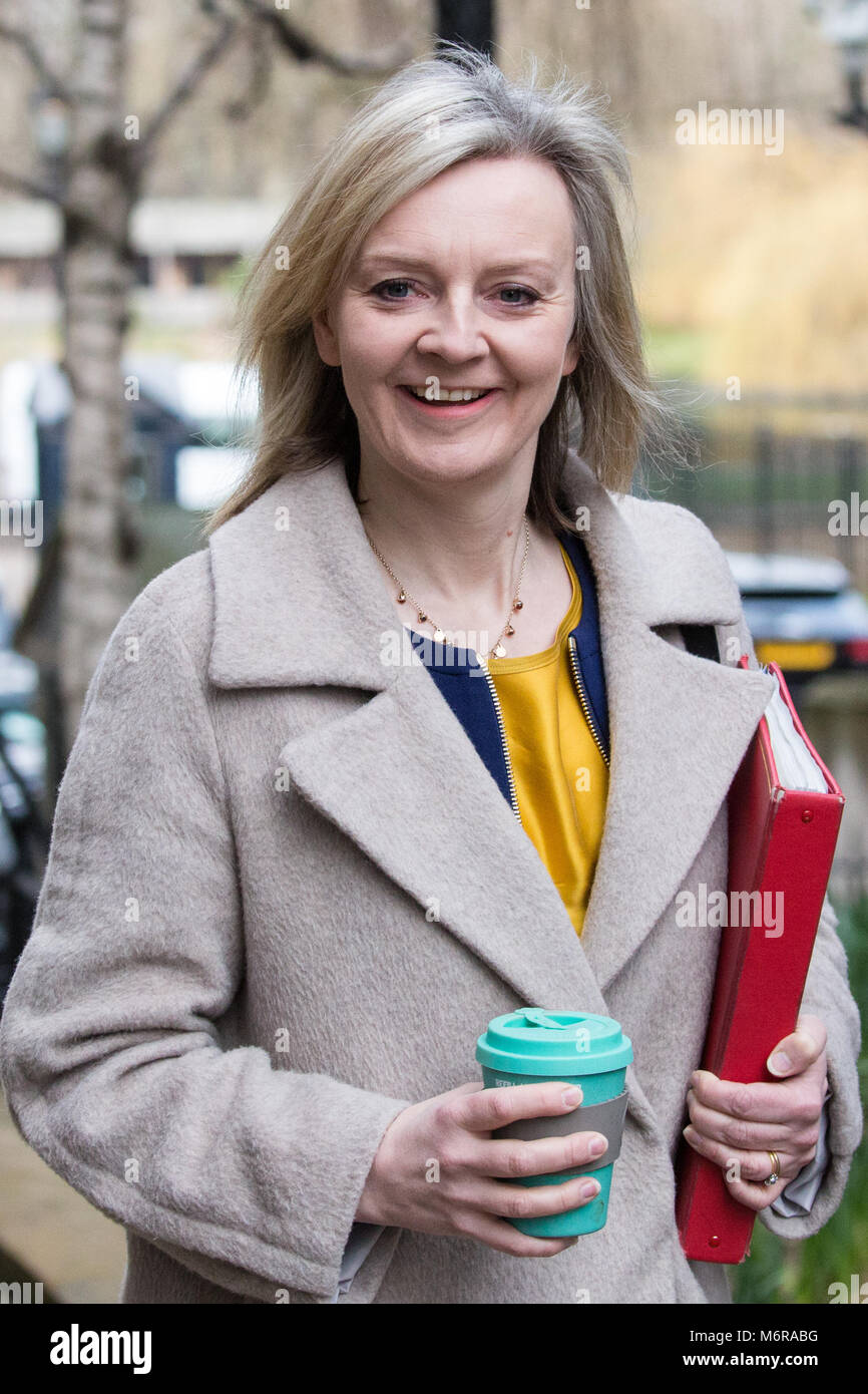 London, UK. 6th March, 2018. Elizabeth Truss MP, Chief Secretary to the ...