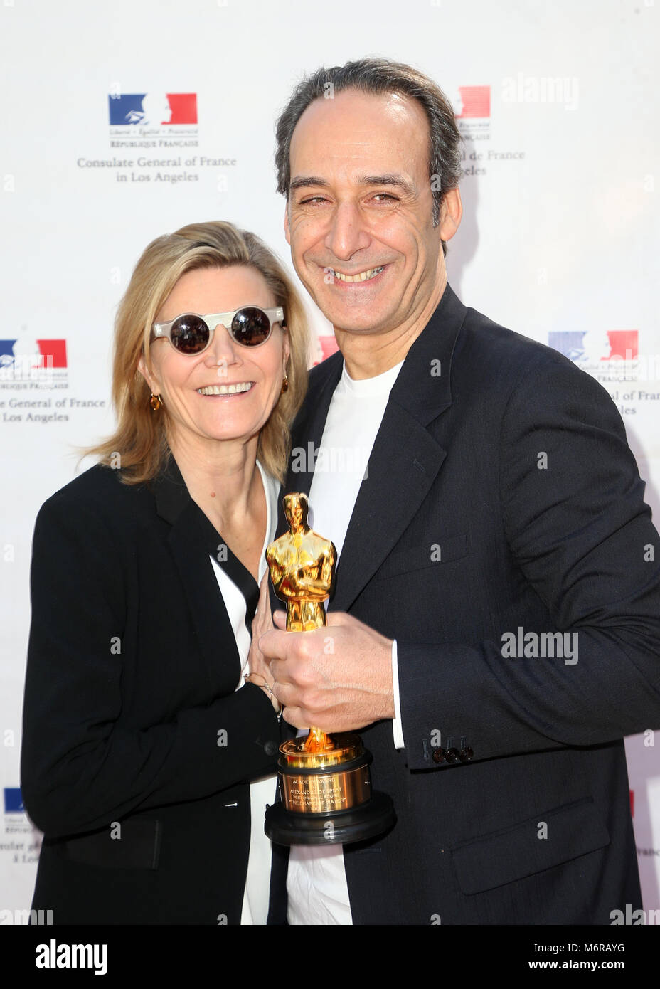 Beverly Hills, Ca. 5th Mar, 2018. Alexandre Desplat, Dominique ...
