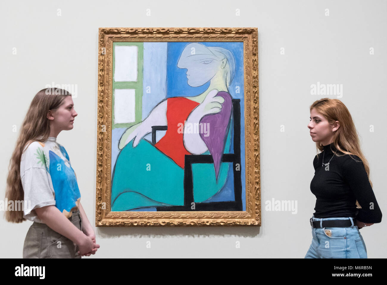 London, UK. 6 March 2018. Staff members view "Seated Woman by a Window ...