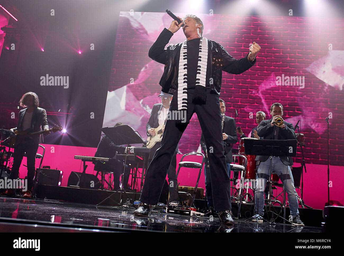 Bonn, Germany. 06 March 2018: US singer David Hasselhoff singing during ...