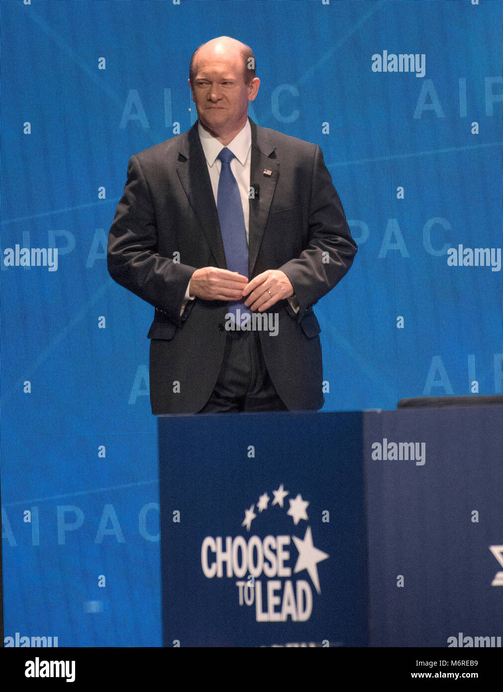 United States Senator Chris Coons (Democrat of Delaware) arrives to be ...