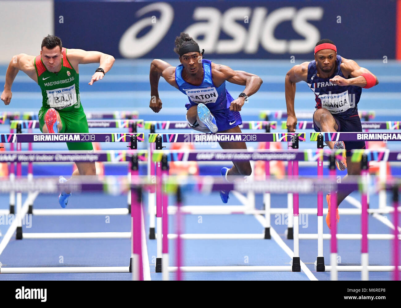 Balazs Baji (HUN), Jarret Eaton (USA) and Aurel Manga (FRA) all rise ...