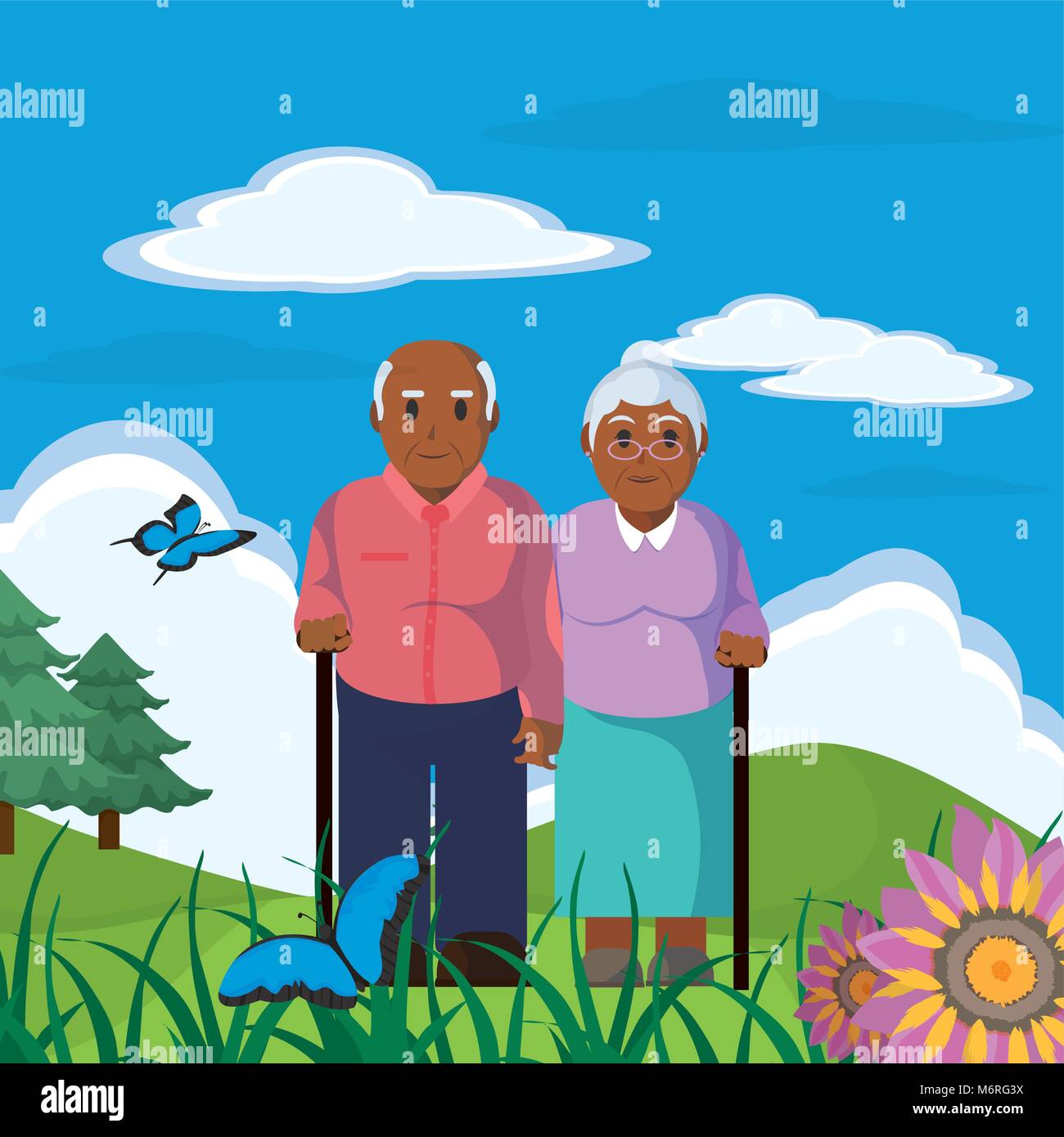 Cute grandparents couple cartoon Stock Vector Image & Art - Alamy