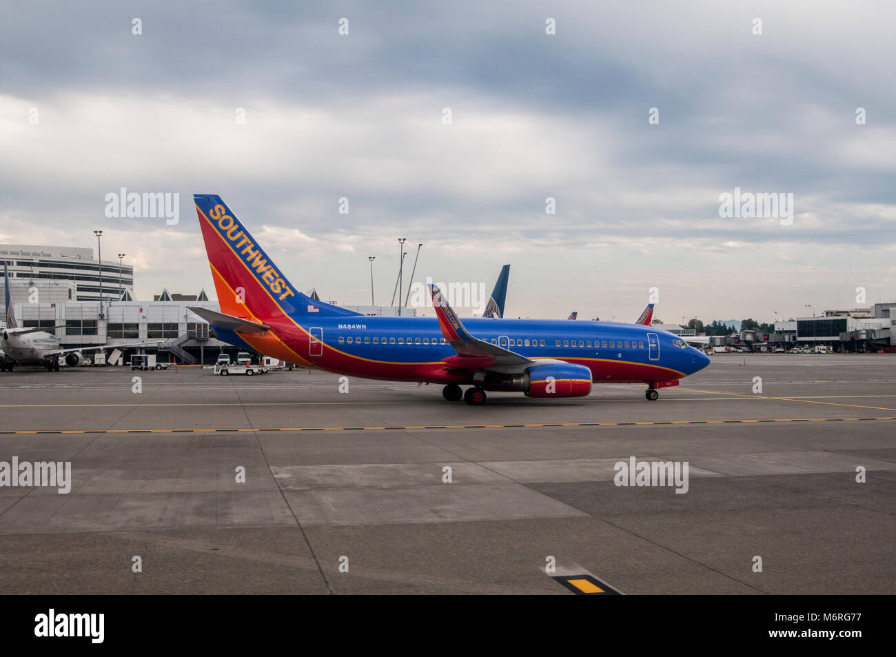 Seattle, Washington. Sea-tac airport. Southwest airplane sitting on ...