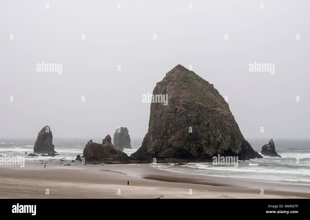Cannon Beach, Oregon. Haystack rock, part of the Tolovana Beach State ...