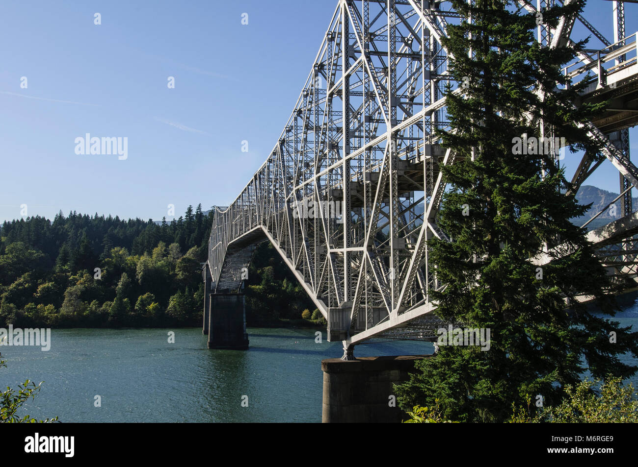 Oregon. Bridge of the Gods is a steel truss cantilever bridge that ...