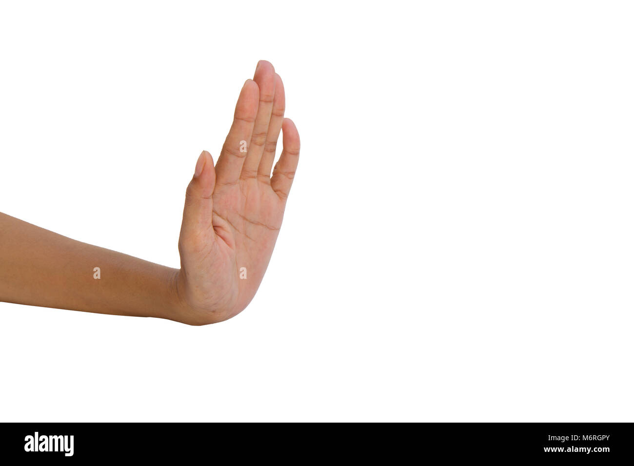 hand of female stop isolated on white background Stock Photo - Alamy