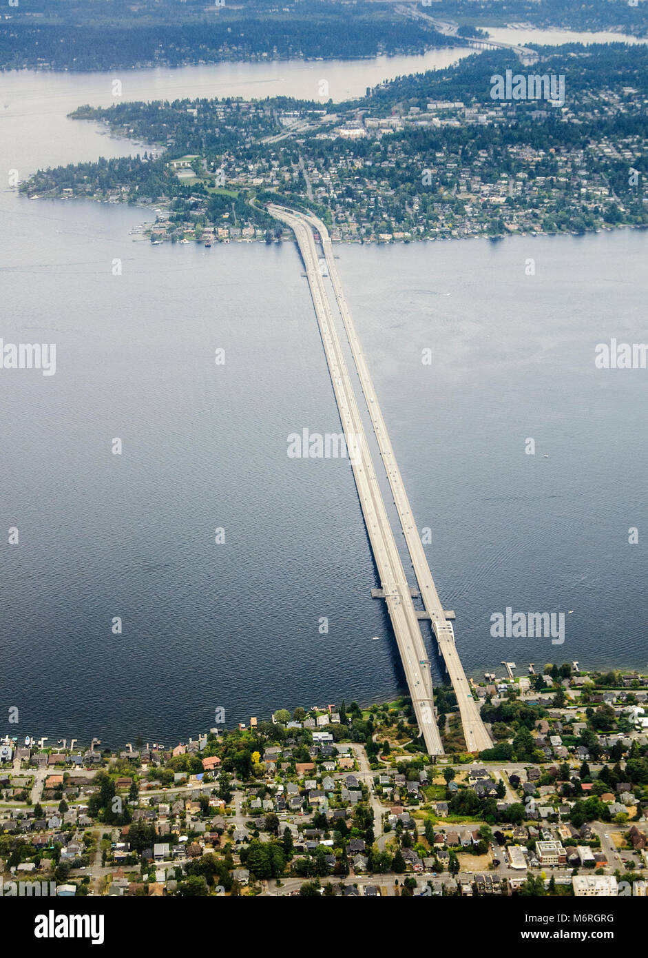 Seattle, Washington. Aerial view of the I-90 expressway connecting ...