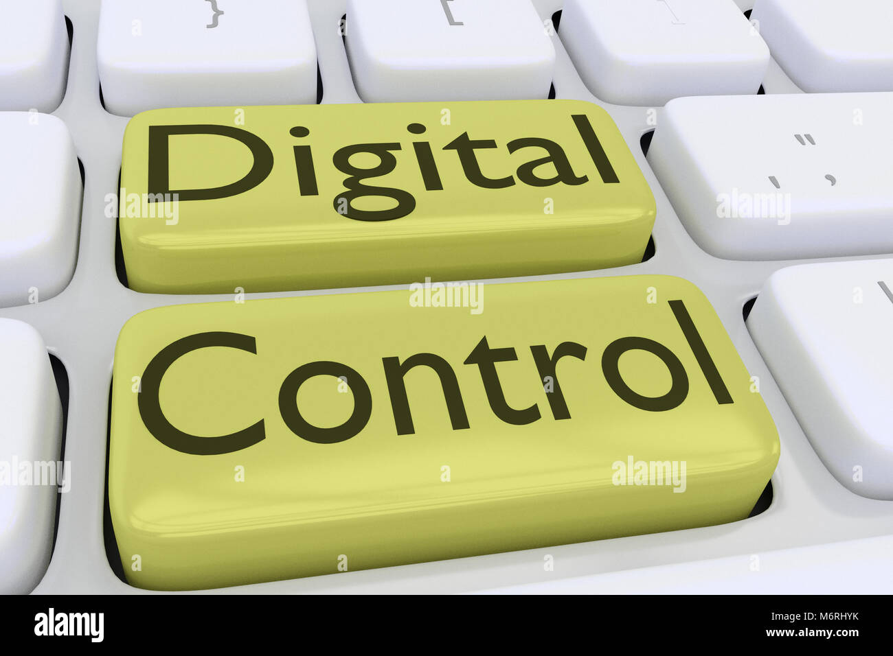 3d Illustration Of Computer Keyboard With The Script Digital Control On