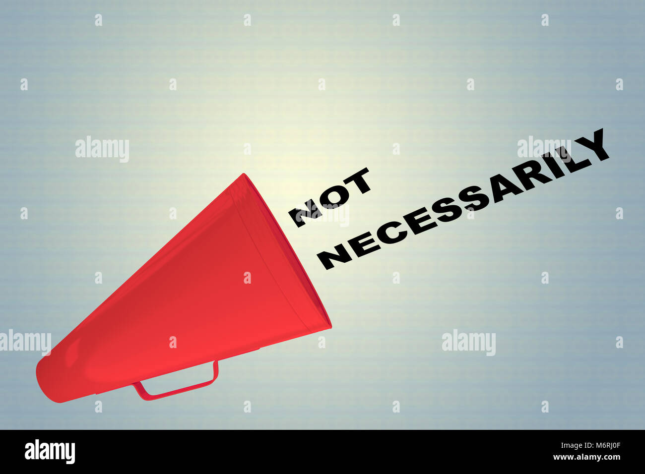 3D illustration of NOT NECESSARILY title flowing from a loudspeaker ...