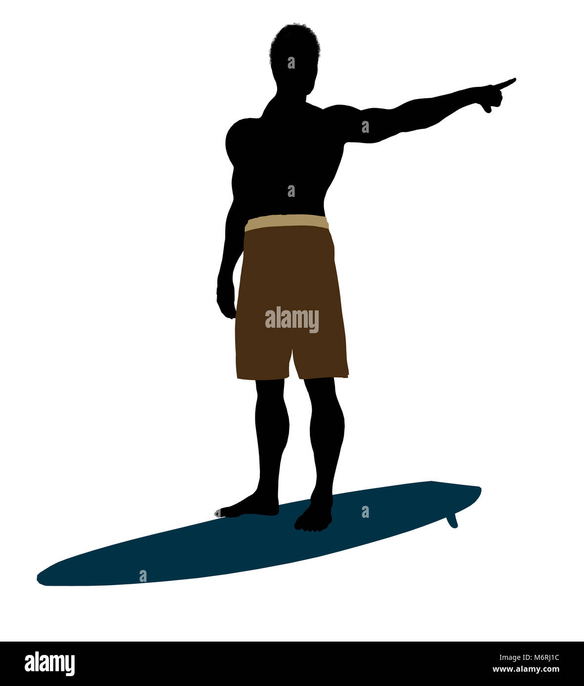 African american surfer on a surfboard silhouette illustration on a ...
