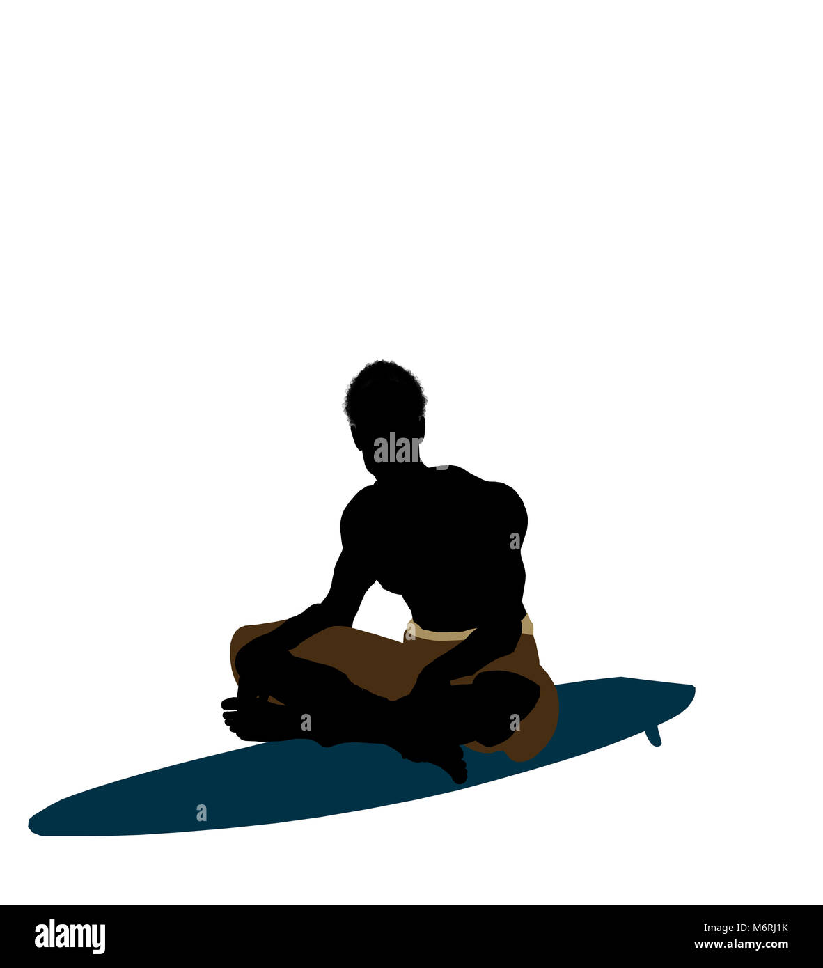 African american surfer on a surfboard silhouette illustration on a ...
