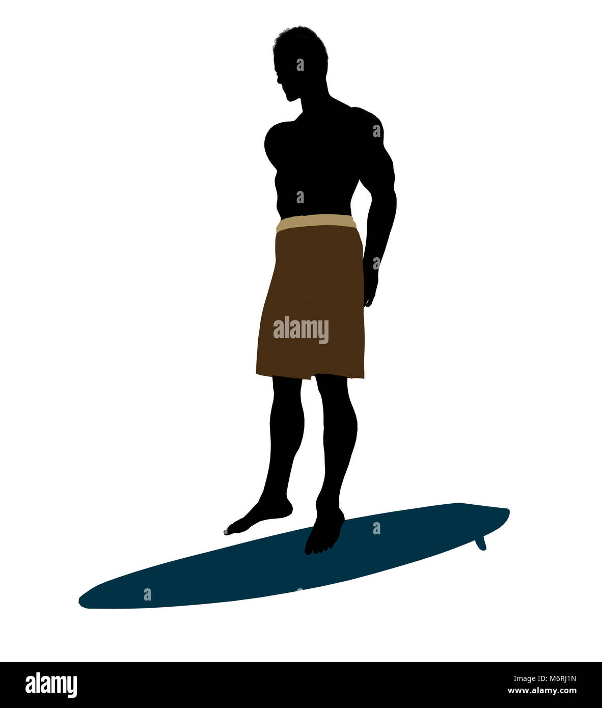 African american surfer on a surfboard silhouette illustration on a ...