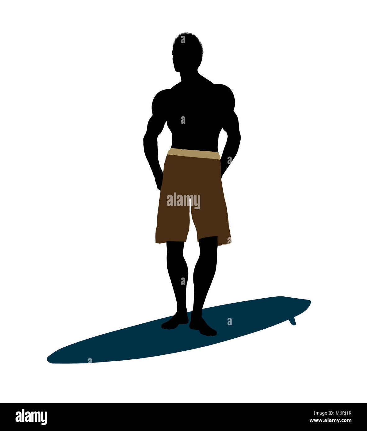 African american surfer on a surfboard silhouette illustration on a ...