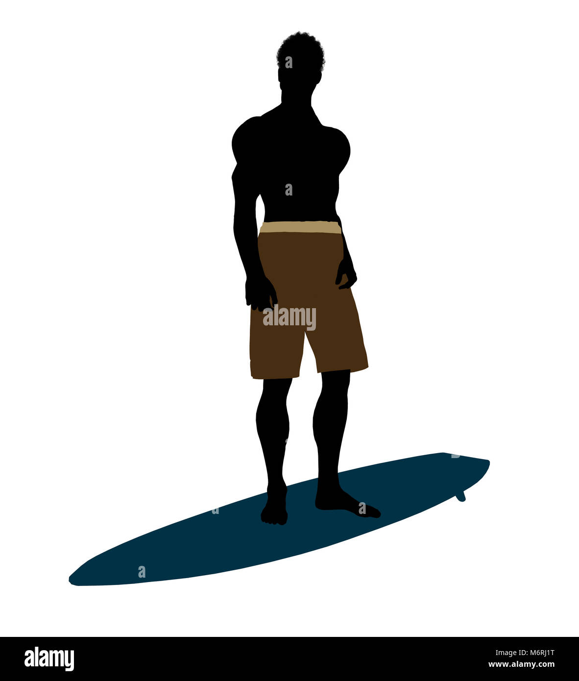 African american surfer on a surfboard silhouette illustration on a ...