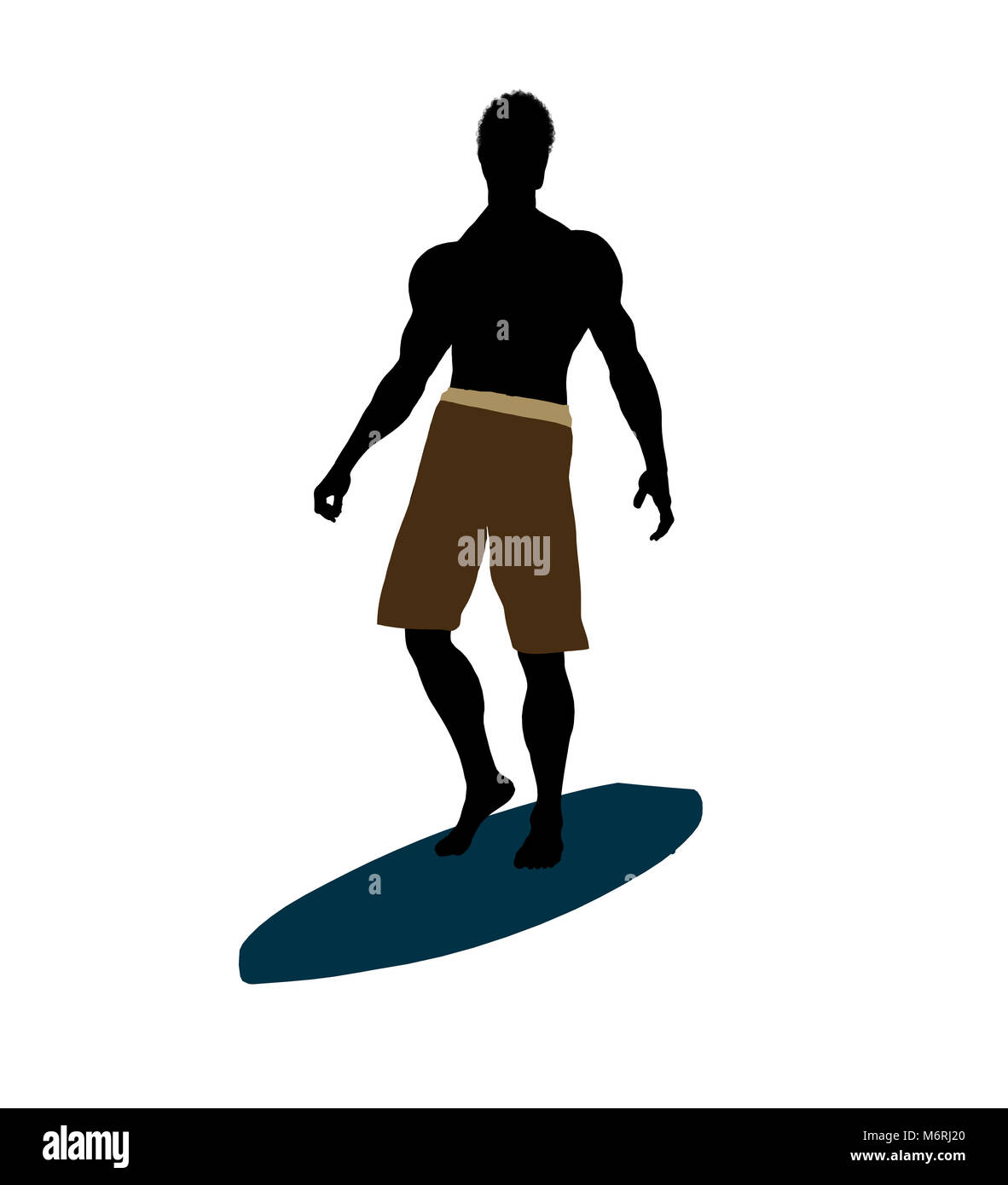 African american surfer on a surfboard silhouette illustration on a ...
