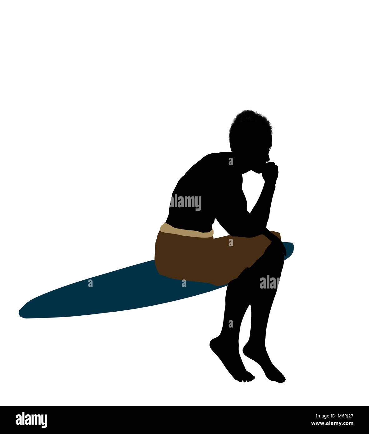 African american surfer on a surfboard silhouette illustration on a ...