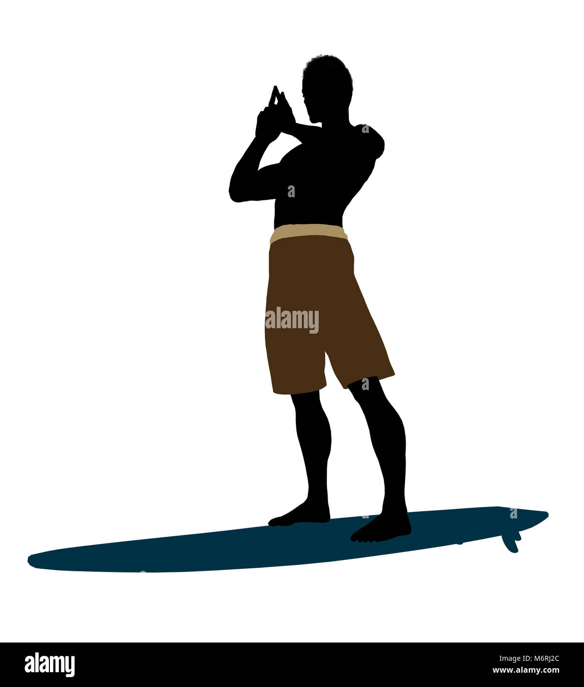 African american surfer on a surfboard silhouette illustration on a ...