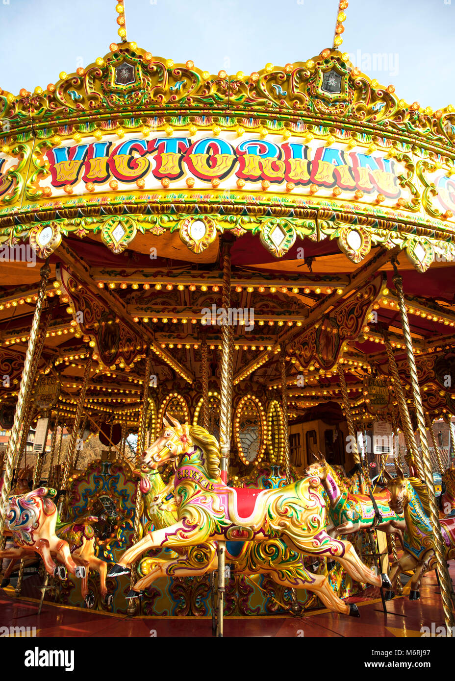 Old Fashioned Carousel at a Funfair Stock Photo - Alamy