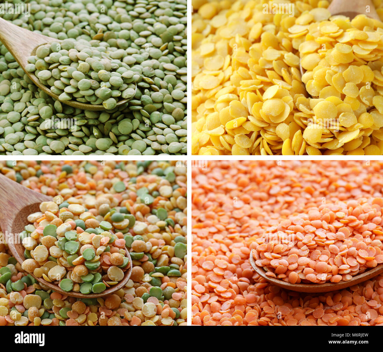 collage set various kinds of lentils, red, yellow and green Stock Photo ...
